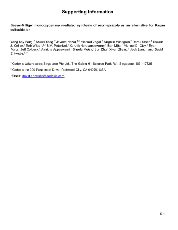 (PDF) BaeyerVilliger Monooxygenase-Mediated Synthesis of Esomeprazole ...