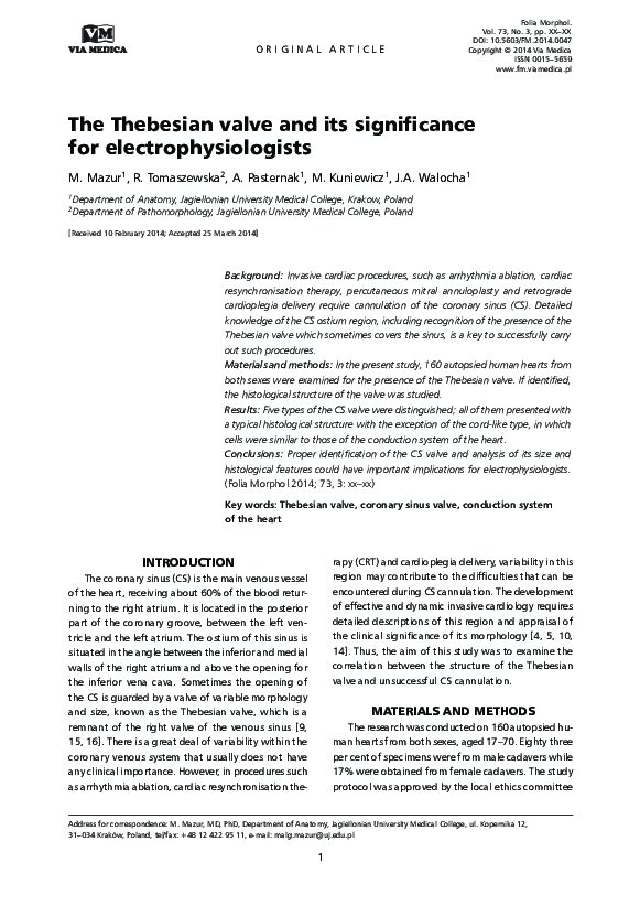 (PDF) The Thebesian valve and its significance for electrophysiologists
