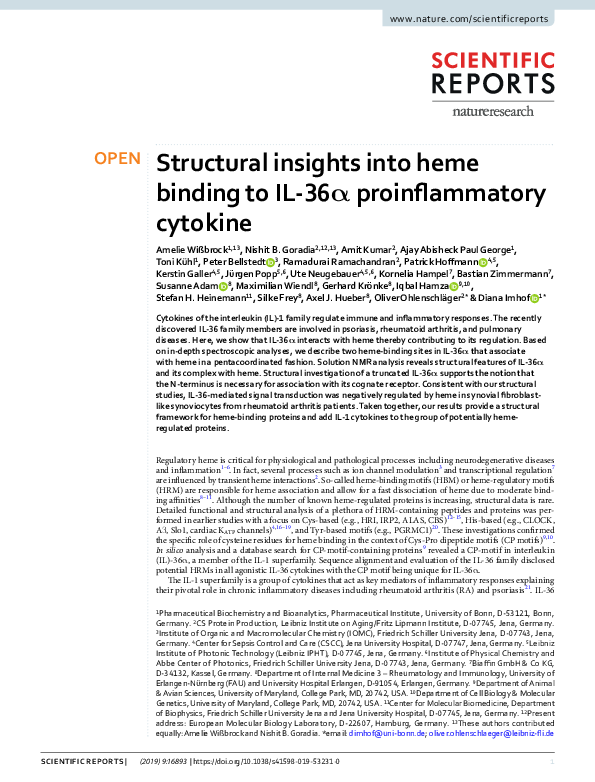 (PDF) Structural insights into heme binding to IL-36α proinflammatory ...