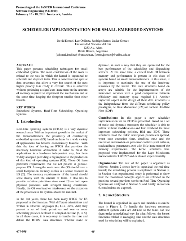 (PDF) Scheduler Implementation for Small Embedded Systems