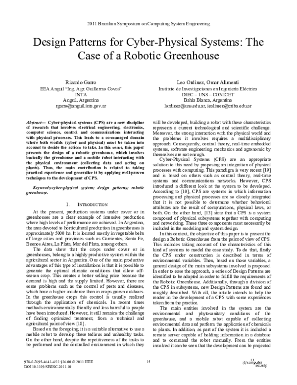(PDF) Design Patterns for Cyber-Physical Systems: The Case of a Robotic ...