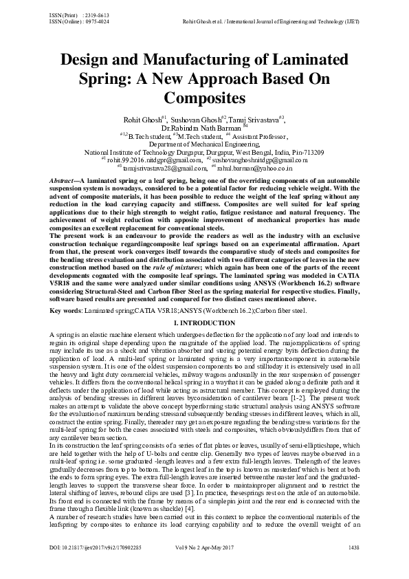 (PDF) Design and Manufacturing of Laminated Spring: A New Approach ...