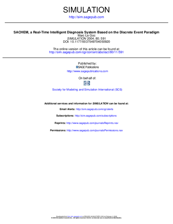(PDF) SACHEM, a Real-Time Intelligent Diagnosis System Based on the Discrete Event Paradigm