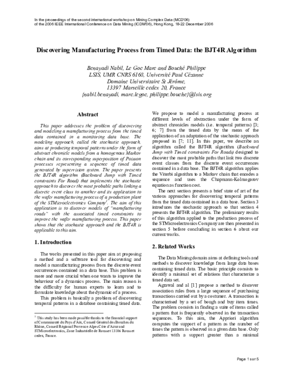 (PDF) Discovering Manufacturing Process from Timed Data: the BJT4R ...