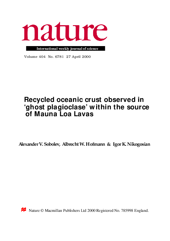 (PDF) Recycled oceanic crust observed in 'ghost plagioclase' within the ...