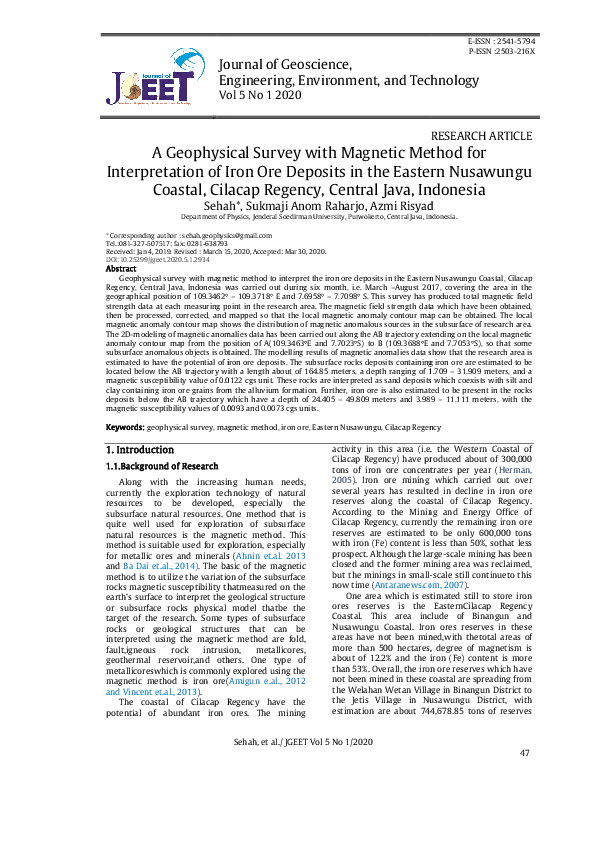 (PDF) A Geophysical Survey with Magnetic Method for Interpretation of ...
