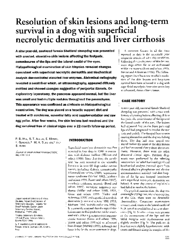 (PDF) Resolution of skin lesions and long-term survival in a dog with ...