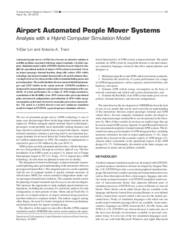 (PDF) Airport Automated People Mover Systems: Analysis with a Hybrid ...