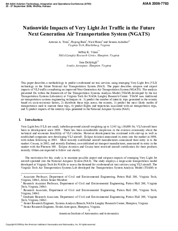 (PDF) Nationwide Impacts of Very Light Jet Traffic in the Future Next ...