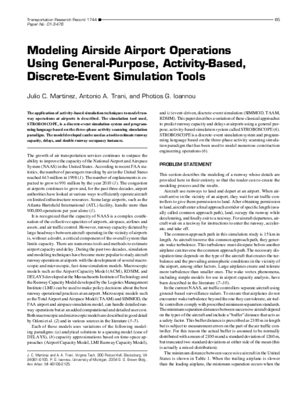 (PDF) Modeling Airside Airport Operations Using General-Purpose, Activity-Based, Discrete-Event ...