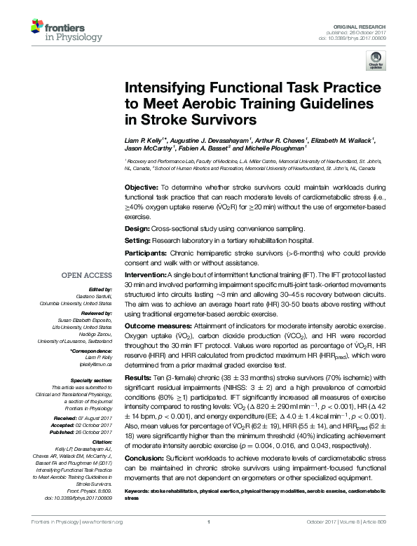 (PDF) Intensifying Functional Task Practice to Meet Aerobic Training ...