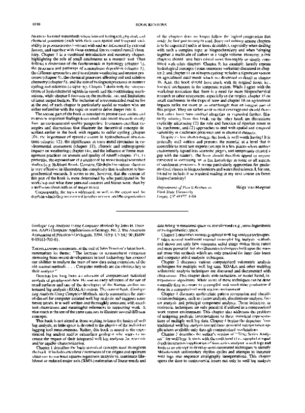 (PDF) Geologic log analysis using computer methods