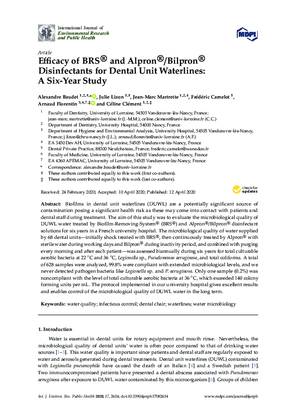 (PDF) Efficacy of BRS® and Alpron®/Bilpron® Disinfectants for Dental ...