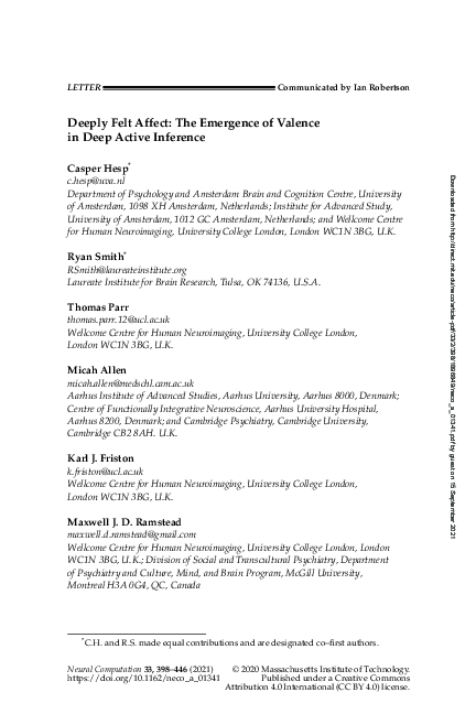 (PDF) Deeply Felt Affect: The Emergence of Valence in Deep Active Inference