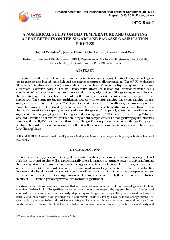 (PDF) A Numerical Study on Bed Temperature and Gasifying Agent Effects ...