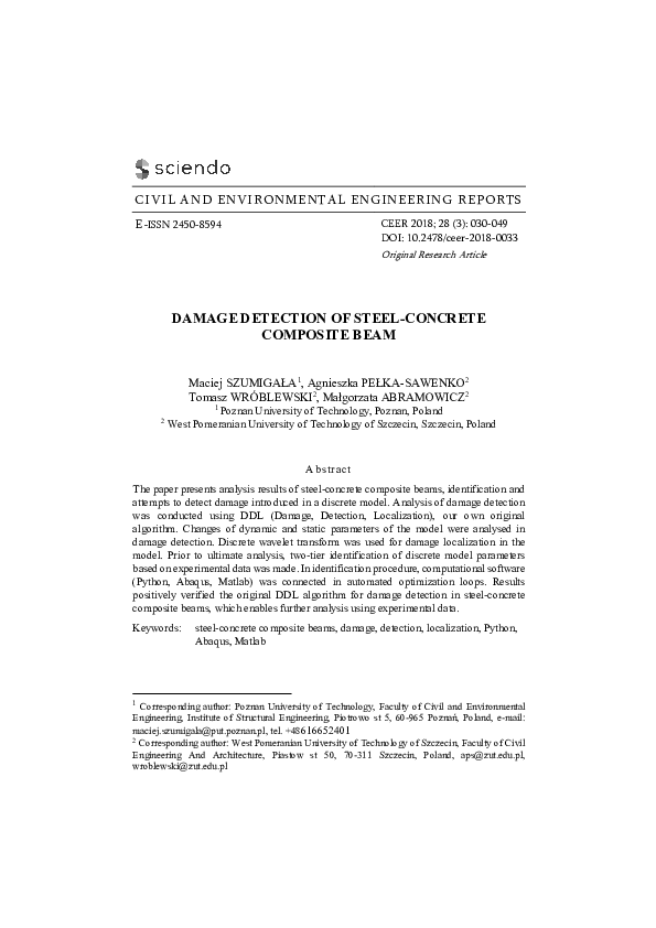 (PDF) Damage Detection of Steel-Concrete Composite Beam