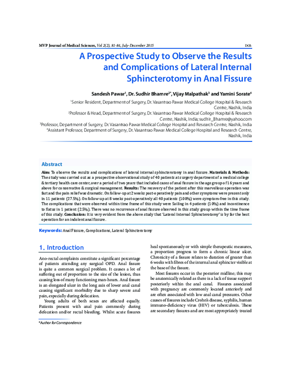 (PDF) A Prospective Study to Observe the Results and Complications of ...