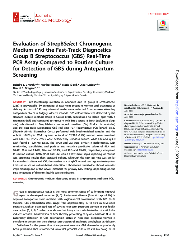(PDF) Evaluation of StrepB Select Chromagar and the Fast Track ...