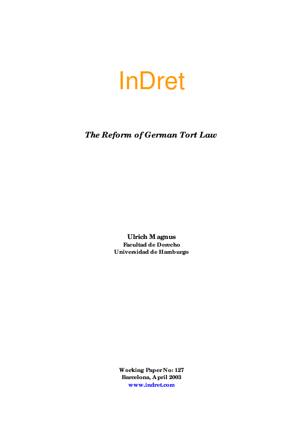 (PDF) The Reform of German Tort Law