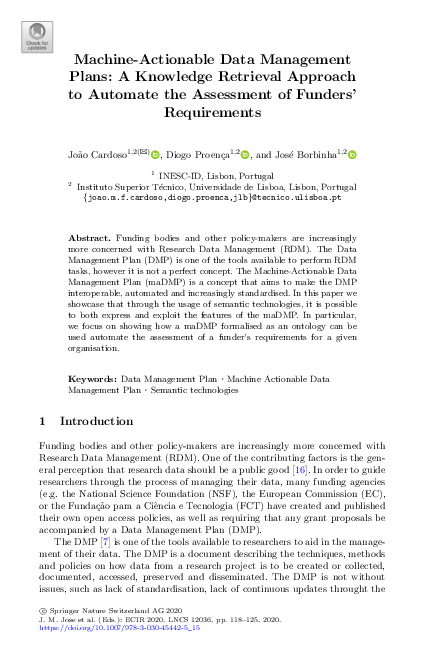 (PDF) Machine-Actionable Data Management Plans: A Knowledge Retrieval Approach to Automate the ...