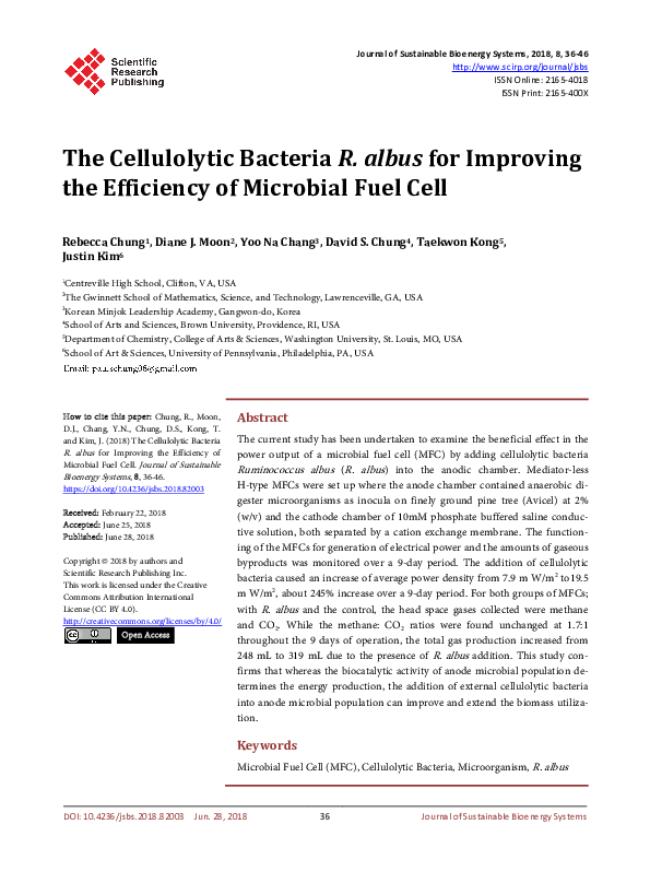 (PDF) The Cellulolytic Bacteria R. albus for Improving the Efficiency ...