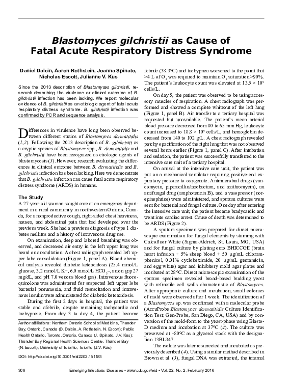 (PDF) Blastomyces gilchristii as Cause of Fatal Acute Respiratory ...