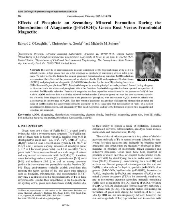 (PDF) Effects of Phosphate on Secondary Mineral Formation During the ...