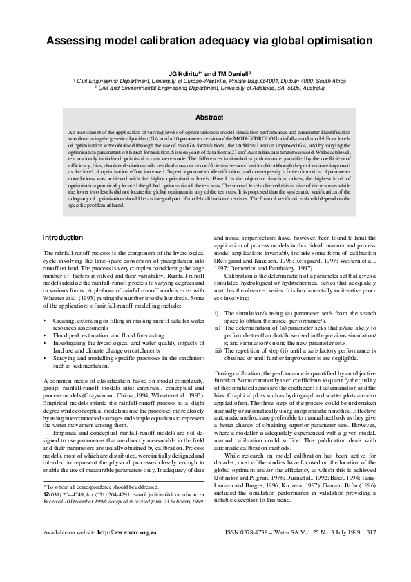 (PDF) Assessing model calibration adequacy via global optimisation