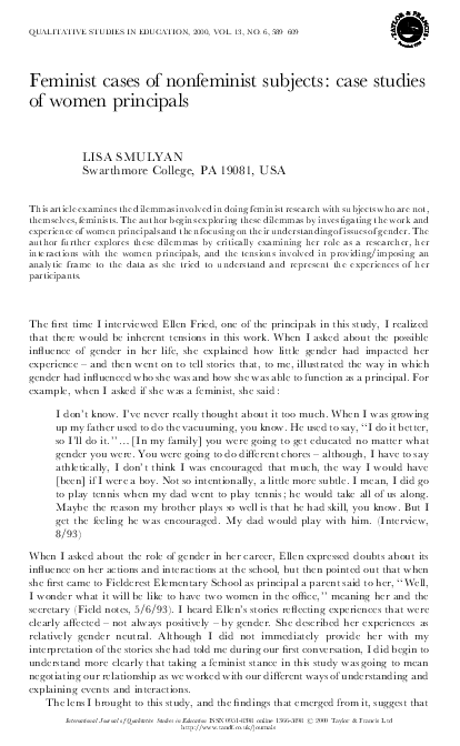 (PDF) Feminist cases of nonfeminist subjects: Case studies of women ...