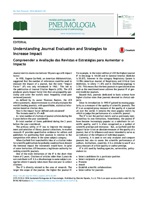 (PDF) Understanding Journal Evaluation and Strategies to Increase Impact