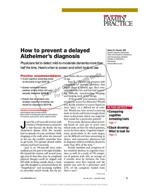 (PDF) How to prevent a delayed Alzheimer's diagnosis