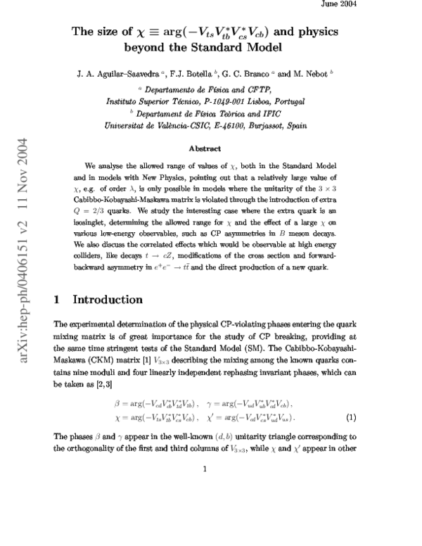 (PDF) The size of and physics beyond the Standard Model