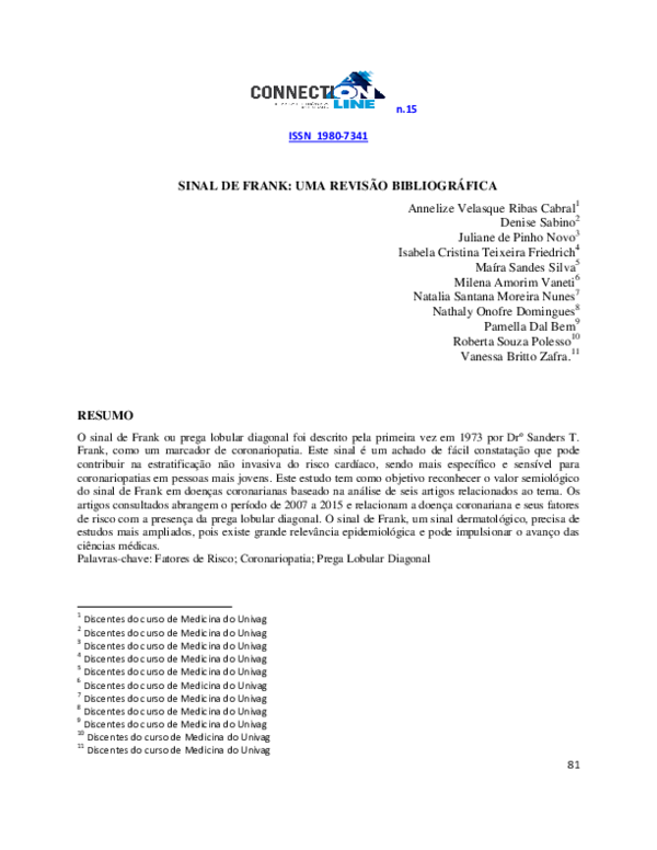 (PDF) Sinal De Frank: Uma Revisão Bibliográfica