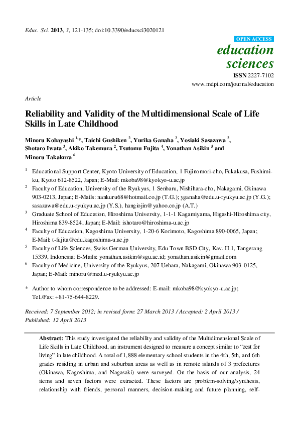 (PDF) Reliability and Validity of the Multidimensional Task Ability Profile
