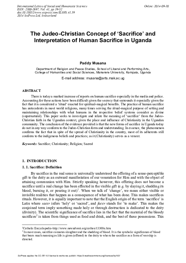 (PDF) The Judeo-Christian Concept of ‘Sacrifice’ and Interpretation of ...