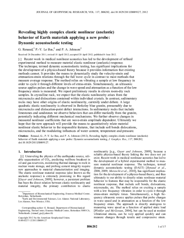 (PDF) Revealing highly complex elastic nonlinear (anelastic) behavior ...