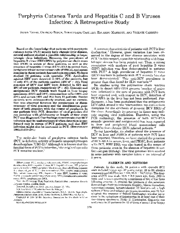 (PDF) Prevalence of hepatitis C virus infection in porphyria cutanea ...