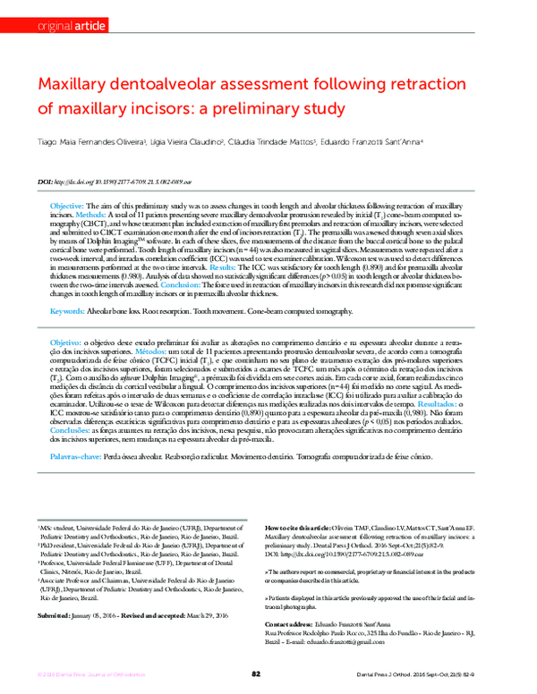 (PDF) Maxillary dentoalveolar assessment following retraction of ...