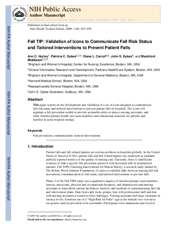 (PDF) Fall TIP: validation of icons to communicate fall risk status and ...