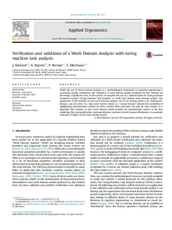 (PDF) Verification and validation of a Work Domain Analysis with turing ...