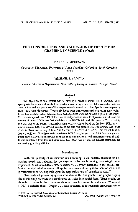 (PDF) The construction and validation of the test of graphing in ...