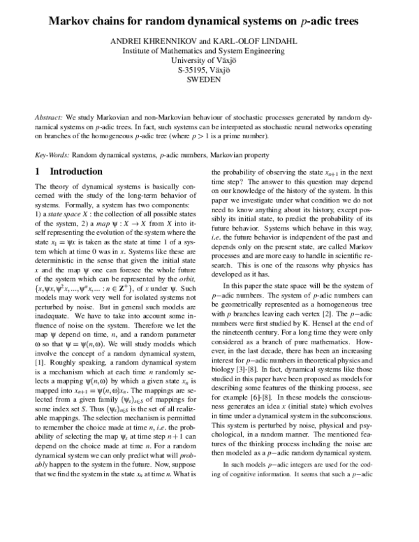 (PDF) Markov chains for random dynamical systems on p-adic trees