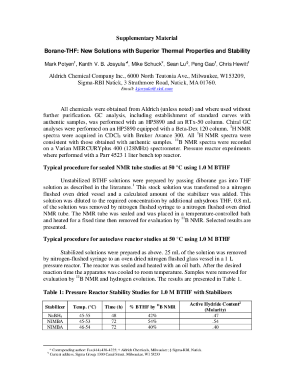 (PDF) Borane−THF: New Solutions with Improved Thermal Properties and ...