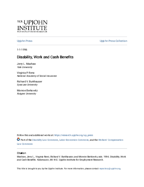 (PDF) Disability, Work, and Cash Benefits