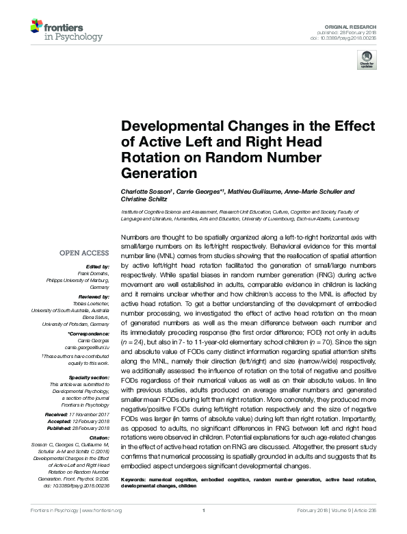 (PDF) Active Head Rotation Affecting Number Generation