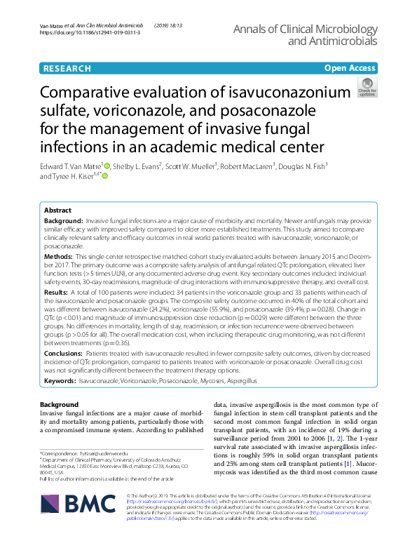 (PDF) Comparative evaluation of isavuconazonium sulfate, voriconazole ...