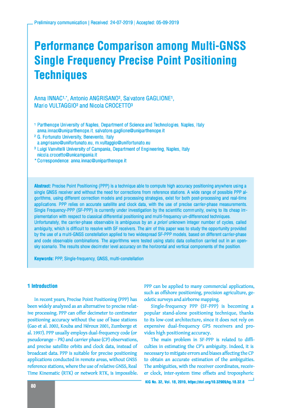 (PDF) Performance Comparison among Multi-GNSS Single Frequency Precise Point Positioning Techniques