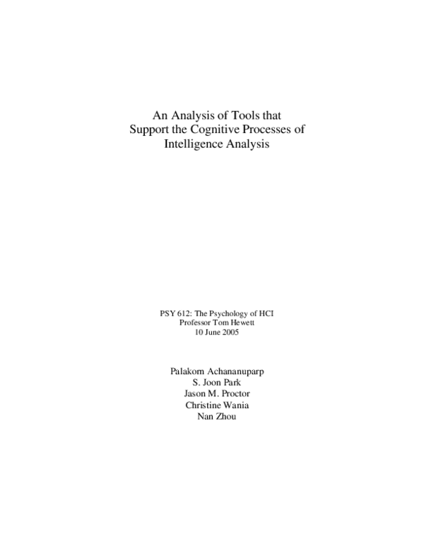 (PDF) An Analysis of Tools that Support the Cognitive Processes of ...