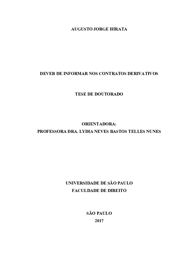 (PDF) Dever de informar nos contratos derivativos