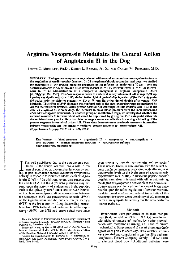 (PDF) Arginine vasopressin modulates the central action of angiotensin ...